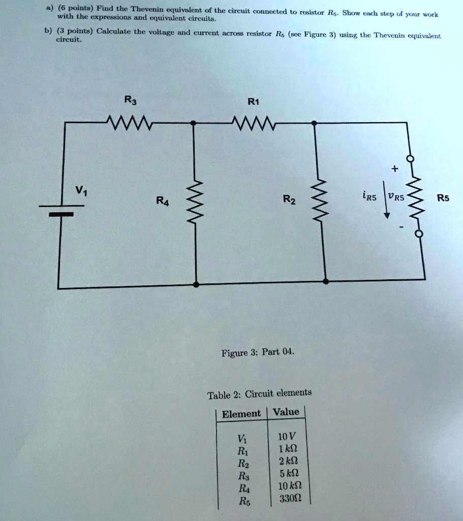 SOLVED: a6 pointsFind the Thevenin equivalent of the circuit connected to resistor R. Show each ...
