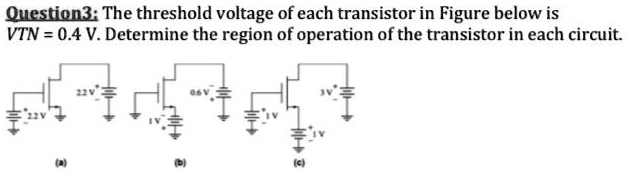 Question3: The threshold voltage of each transistor in Figure below is VTN = 0.4 V. Determine ...