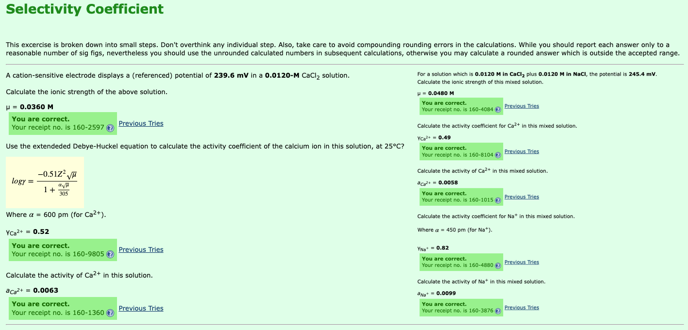 SOLVED: Selectivity Coefficient A cation-sensitive electrode displays a (referenced) potential ...