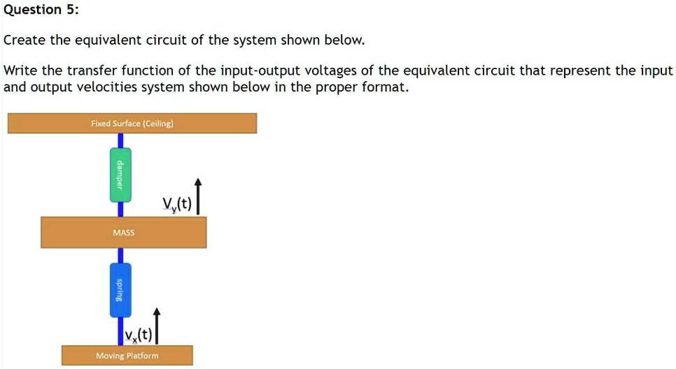 SOLVED: Question 5: Create the equivalent circuit of the system shown ...
