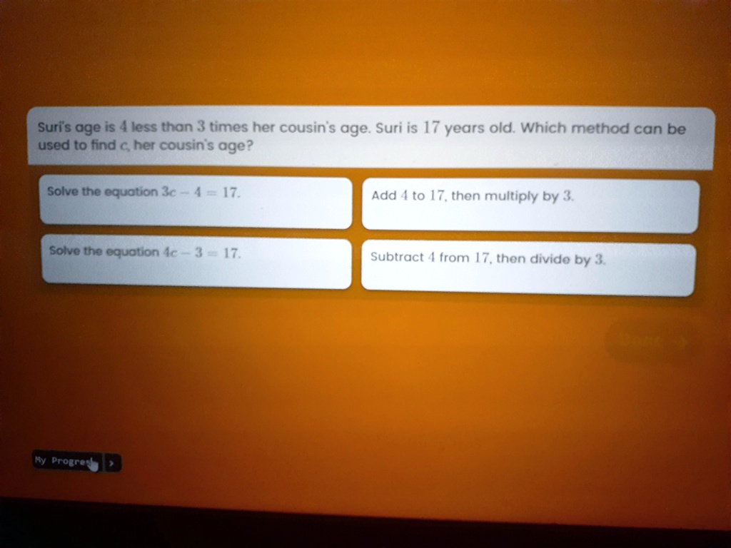 SOLVED: 'Help me please and thank you Suris age is less than 3 times ...