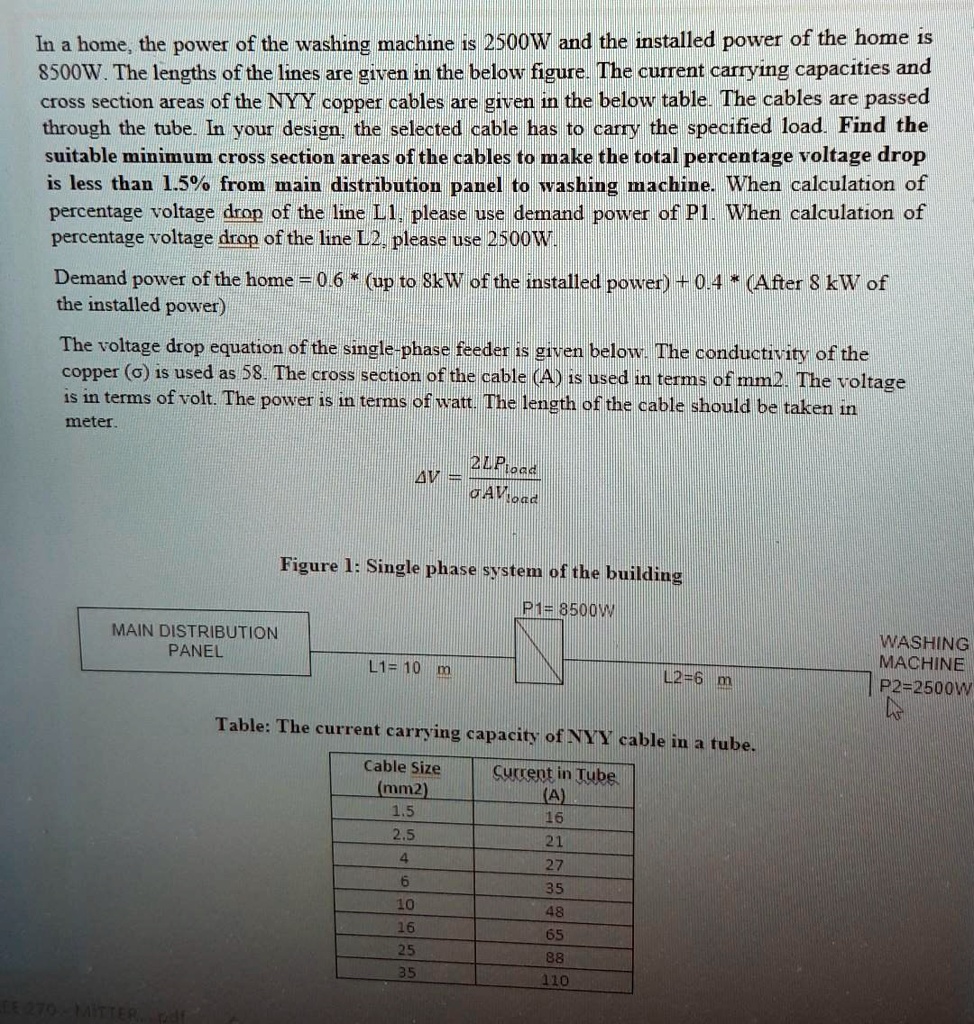 SOLVED: In a home, the power of the washing machine is 2500W and the installed power of the home ...