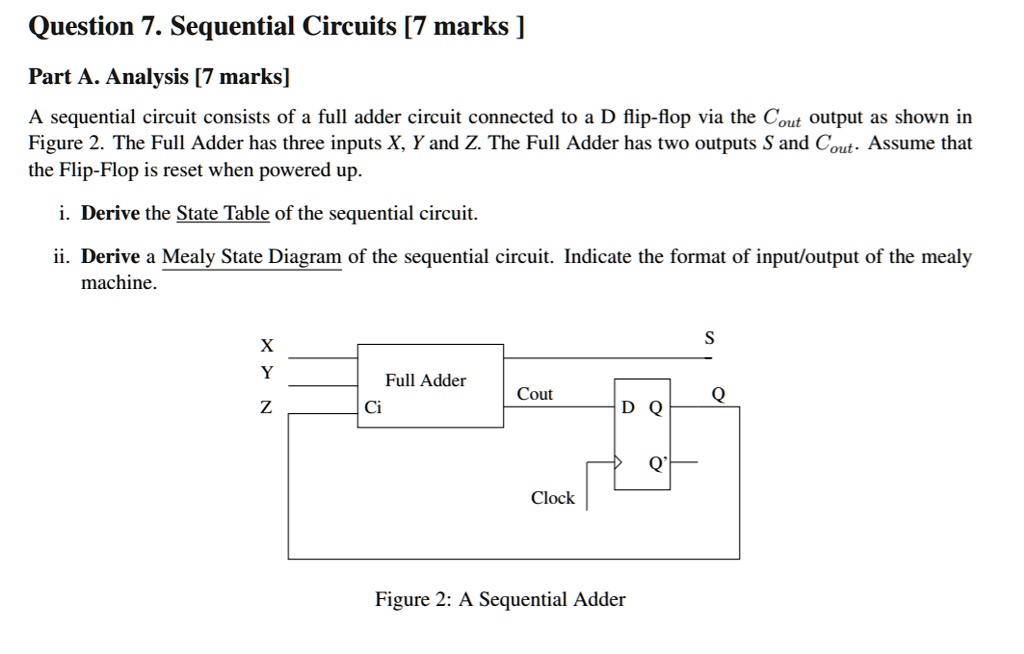 SOLVED: Question 7. Sequential Circuits [7 marks ] Part A. Analysis [7 marks] A sequential ...