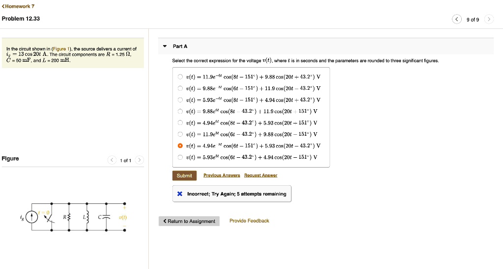 SOLVED: Homework 7 Problem 12.33 610 6 In the circuit shown in (Figure 1), the source delivers a ...