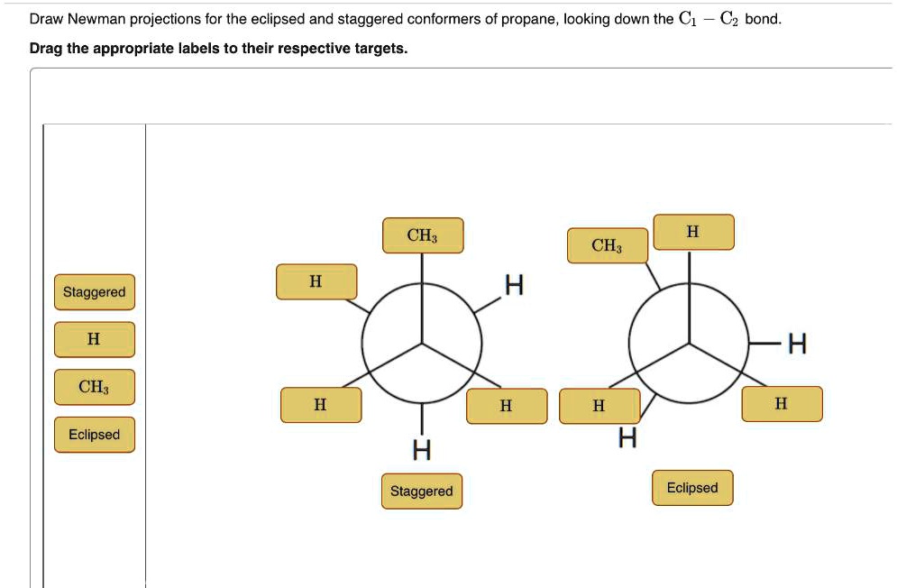 draw newman projections for the eclipsed and staggered conformers of ...