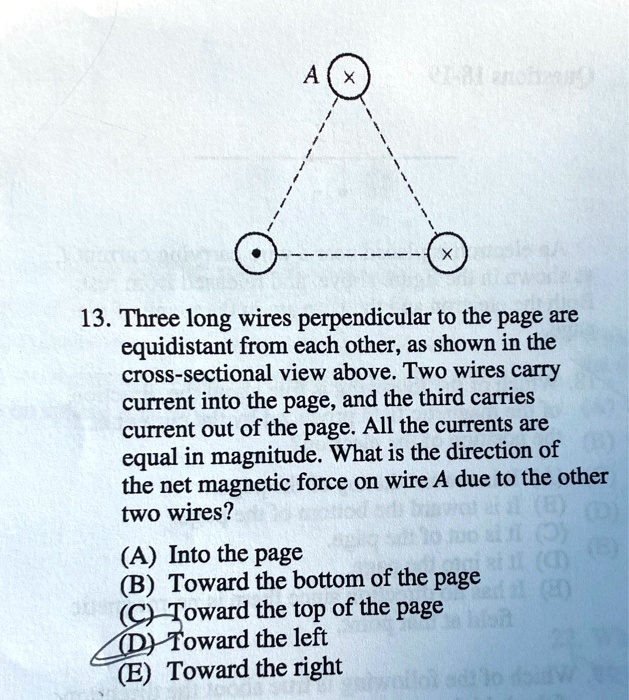 13 three long wires perpendicular to the page are equidistant from each ...