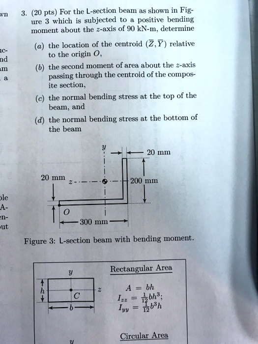3. (20 pts) For the L-section beam as shown in Figure 3 which is ...