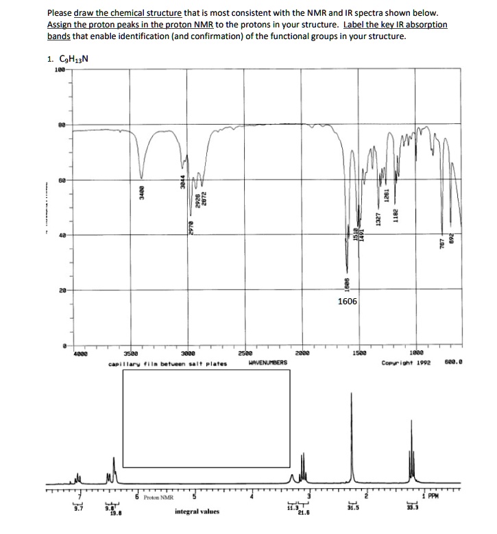 please draw the chemical structure that is most consistent with the nmr ...