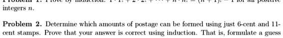 Problem 2: Determine which amounts of postage can be formed using just ...
