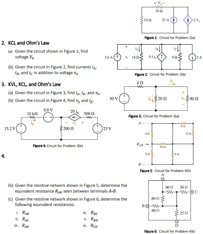 SOLVED: 10 10 5 Figure 1: Circuit for Problem 2(a) 2. KCL and Ohm's Law a) Given the circuit ...