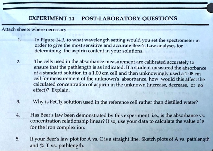 [GET ANSWER] experiment 14 post laboratory questions attach sheets ...