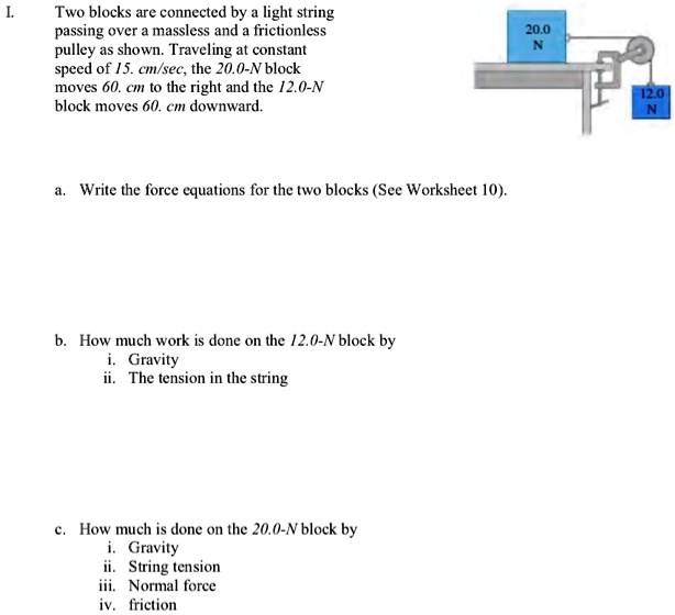 SOLVED: Two blocks are connected by light string passing over massless and frictionless pulley ...