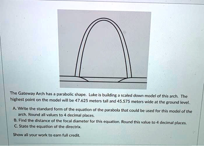 SOLVED:The Gateway Arch has parabolic shape; Luke is building scaled ...