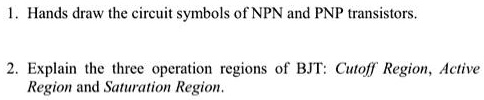 SOLVED: Hands draw the circuit symbols of NPN and PNP transistors ...
