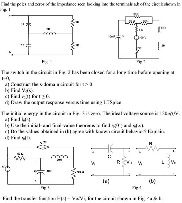 SOLVED: Please solve all. Find the poles and zeros of the impedance seen looking into the ...