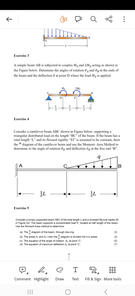 exercise 3 a simple beam ab is subjected to couples mo and 2mo acting ...