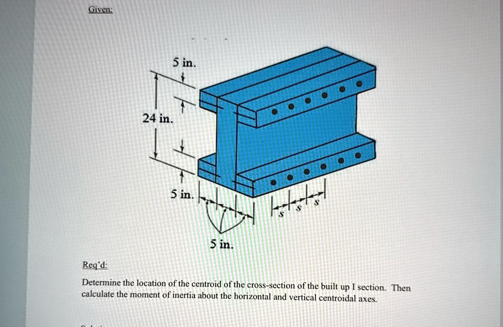 given 24 in 5 in reqd 5 in determine the location of the centroid of ...