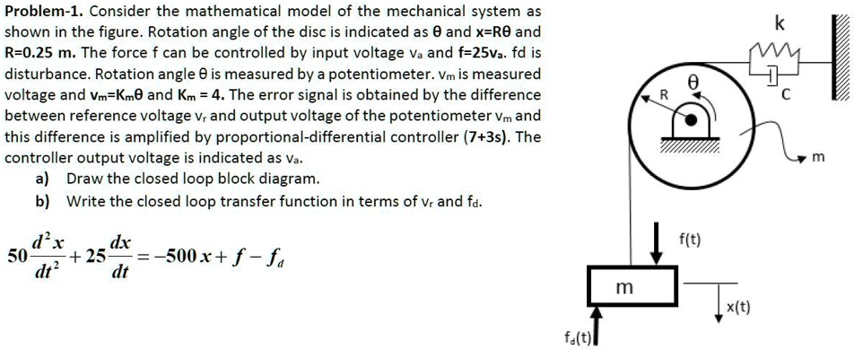 SOLVED: Problem 1: Consider the mathematical model of the mechanical ...