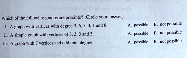 which of the following graphs are possible circle your answer graph with vertices with degree ...