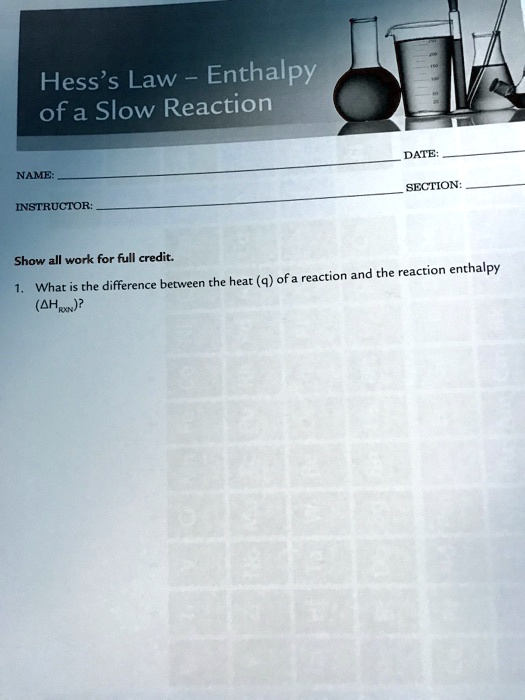 SOLVED: Hess' s Law Enthalpy of a Slow Reaction DATE: NAME: SECTION ...
