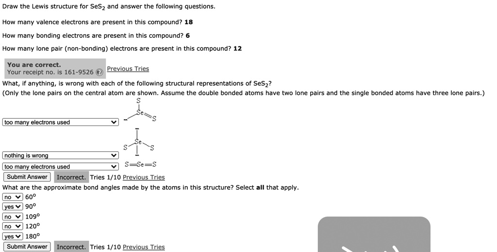 draw the lewis structure for ses2 and answer the following questions how many valence electrons ...