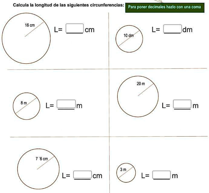 SOLVED: Calcula la longitud de las siguientes circunferencias: ayuda ... SOLVED: Calcula la longitud de las siguientes circunferencias: ayuda ...