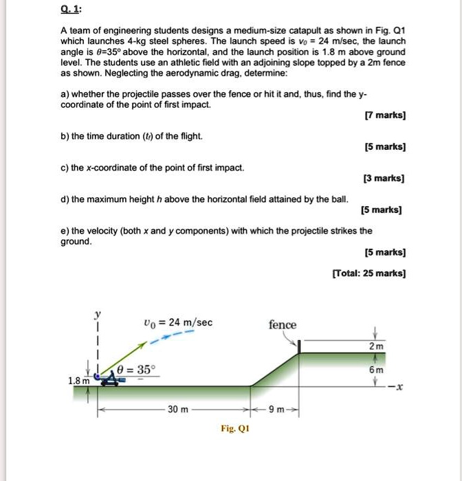 Q. 1: A team of engineering students designs a medium-size catapult as ...