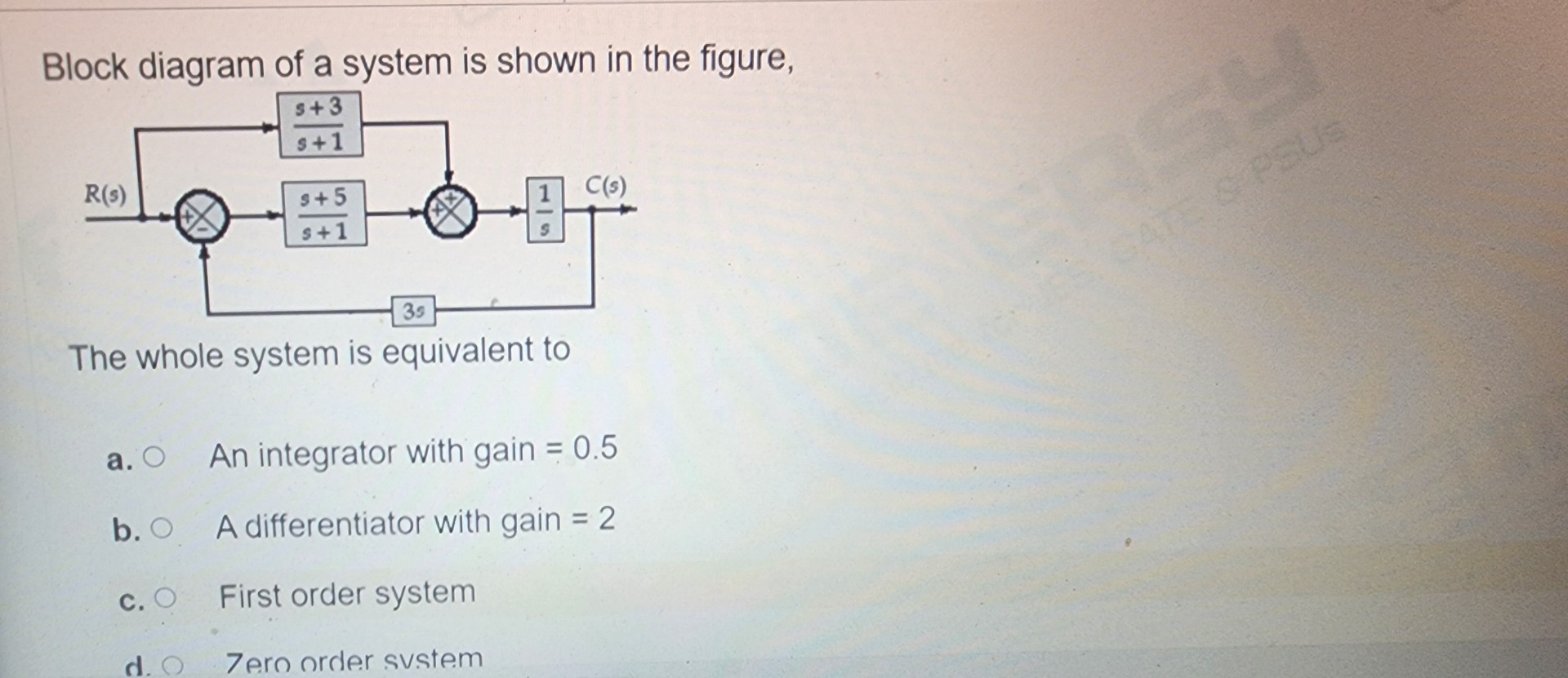 Block diagram of a system is shown in the figure, The whole system is ...