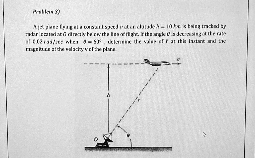 problem 3 a jet plane flying at a constant speed v at an altitude h 10 ...