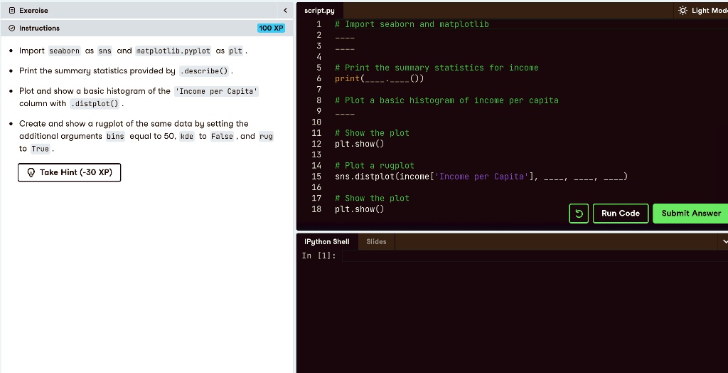 Solved Import Seaborn As Sns Import Matplotlibpyplot As Plt Print The Summary Statistics For