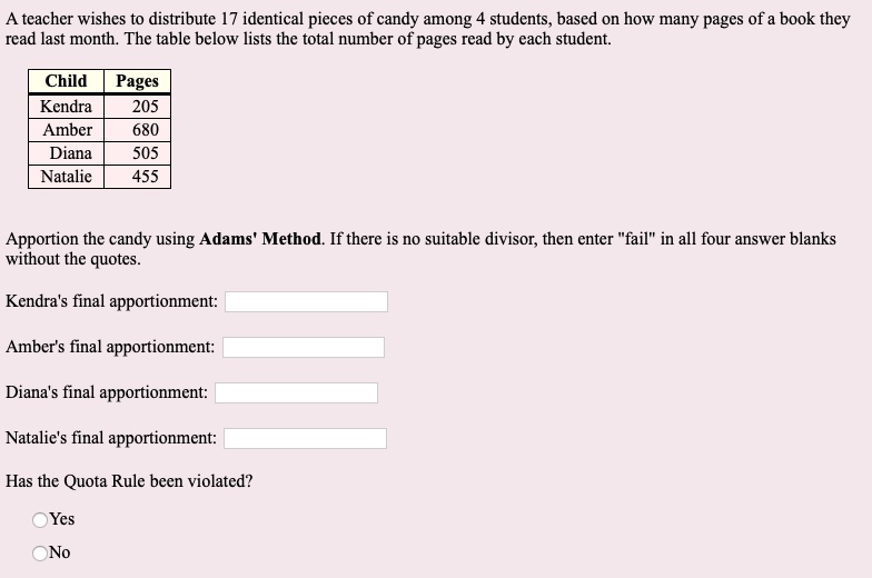 SOLVED: A teacher wishes to distribute 17 identical pieces of candy among students based on how ...
