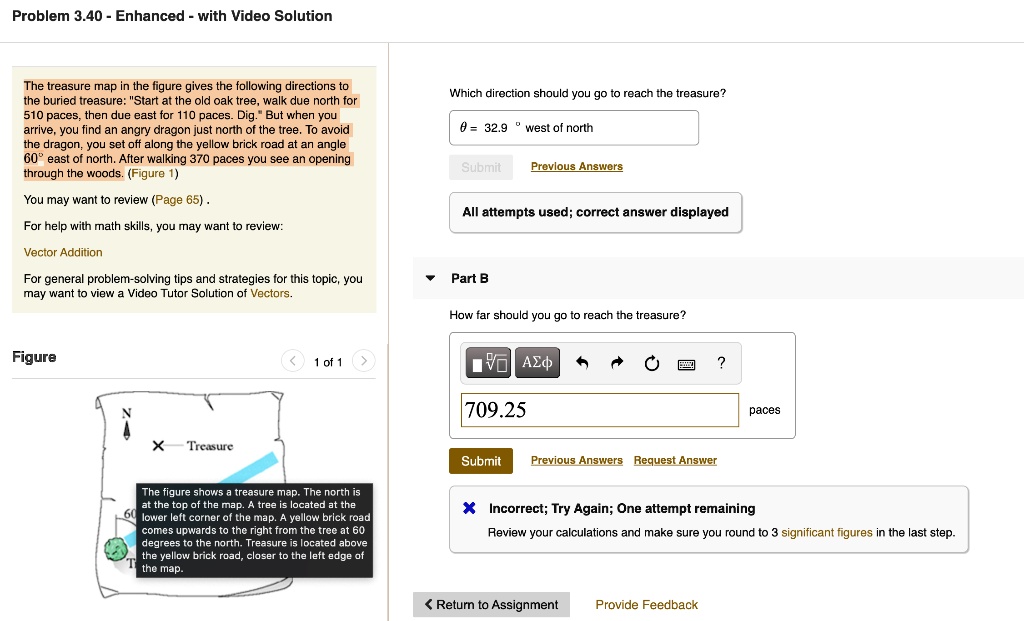 SOLVED: Problem 3.40 Enhanced with Video Solution The treasure map in ...
