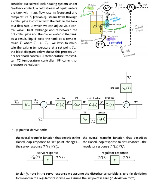 SOLVED: Consider our stirred tank heating system under feedback control. A cold stream of liquid ...