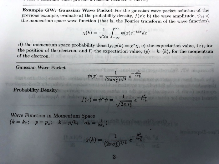 Solved Example Gw Gaussian Wave Packet For The Gaussian Wave Packet