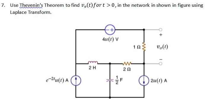 [GET ANSWER] 7. Use Thevenin's Theorem to find vo(t) for t > 0, in the network shown in figure ...