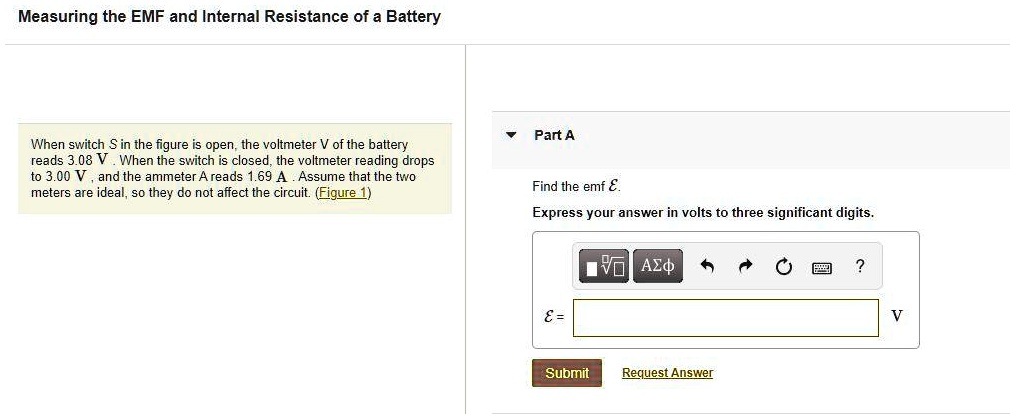 SOLVED: Measuring the EMF and Internal Resistance of a Battery When ...