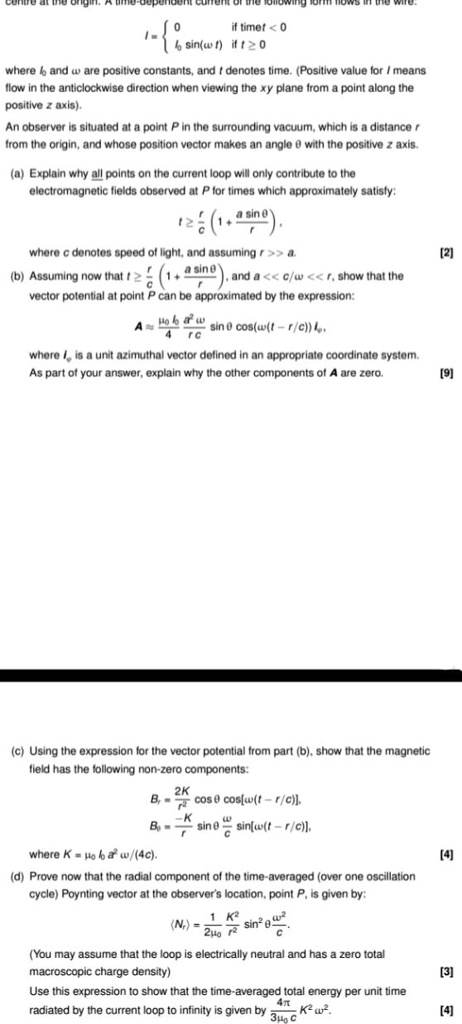 old mathjax webview problem sheet question on circular current loop ...