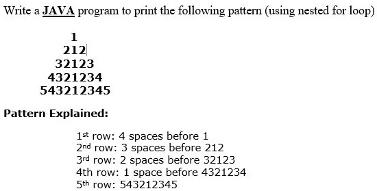 Solved Write A Java Program To Print The Following Pattern Using Nested For Loops 1 212