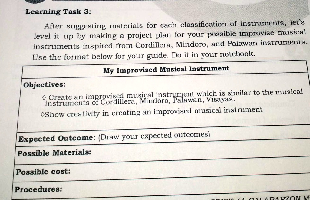 learning task 3after suggesting materials for each classification of ...