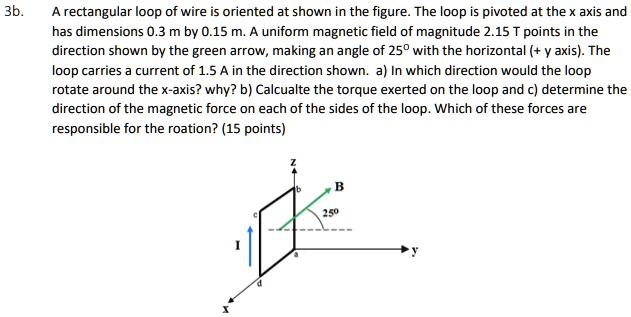 a rectangular loop of wire is oriented at shown in the figure the loop pivoted at the axis and ...