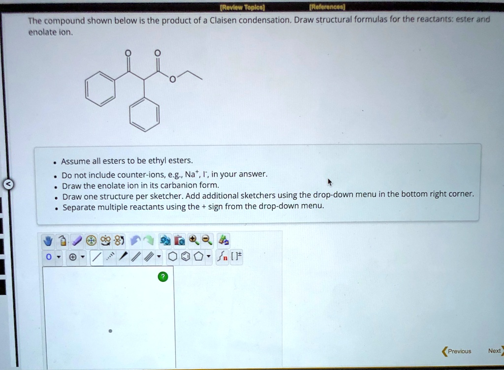 SOLVED: The compound shown below is the product of a Claisen condensation.Draw structural ...