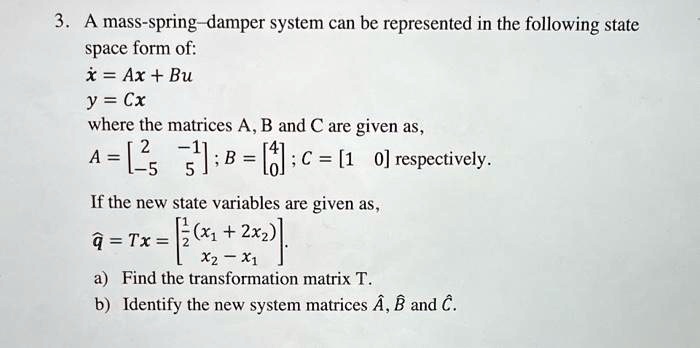 SOLVED: A mass-spring-damper system can be represented in the following ...