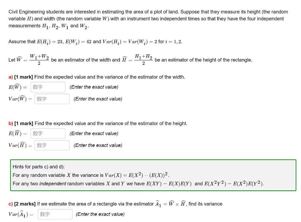 SOLVED: Civil Engineering students are interested in estimating the ...