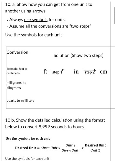 10 show how you can get from one unit to another using arrows always ...