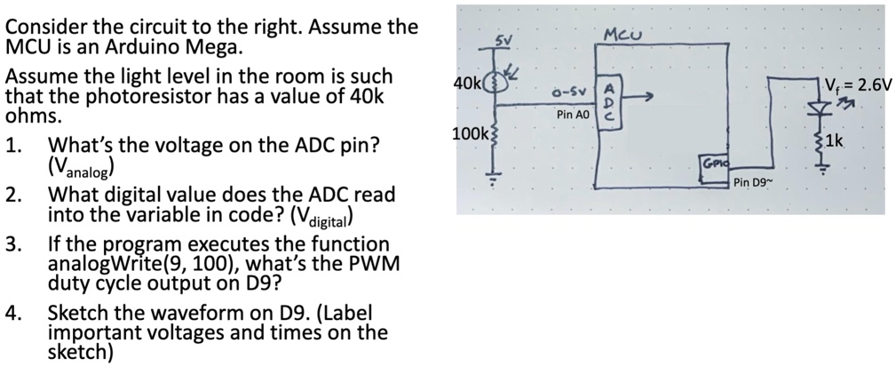 Solved Consider The Circuit To The Right Assume The Mcu Is An Arduino