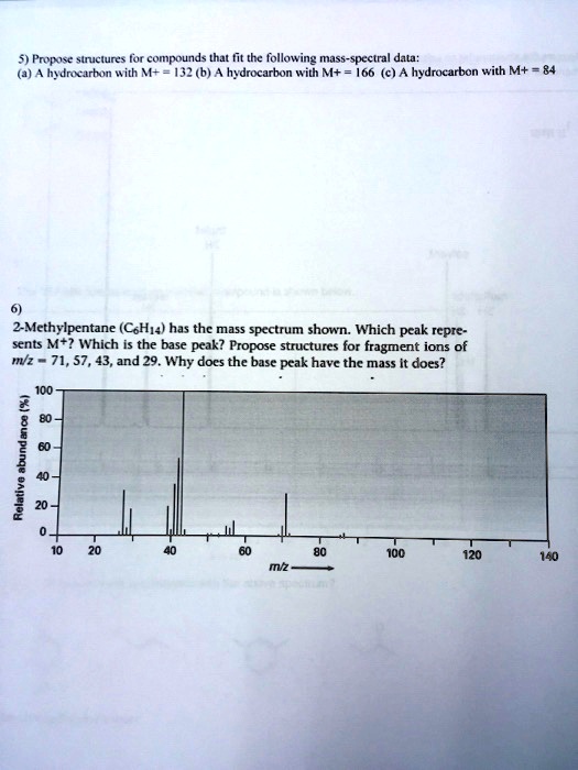 5) Propose structures for compounds that fit the following mass ...