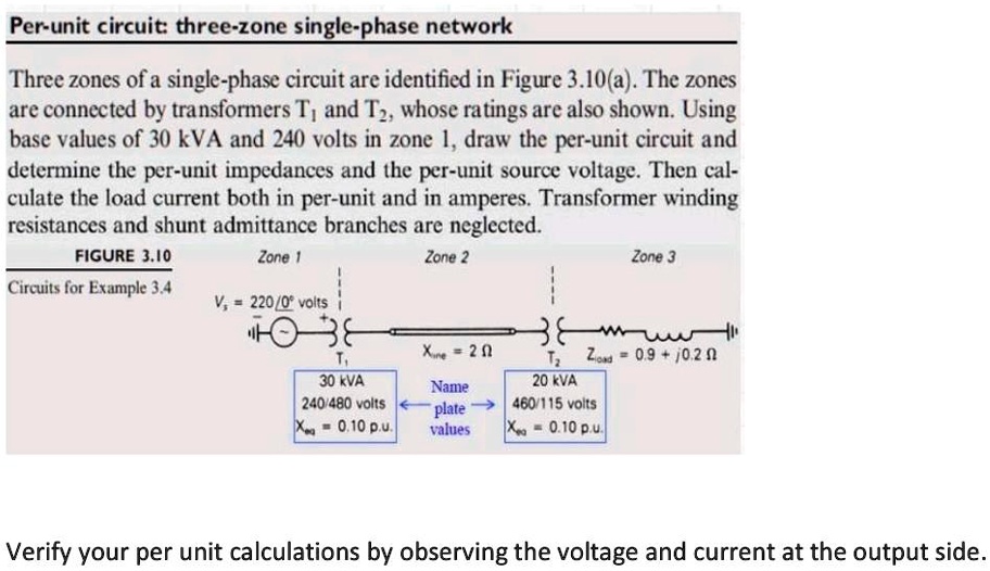 SOLVED: Per-unit circuit: three-zone single-phase network Three zones of a single-phase circuit ...