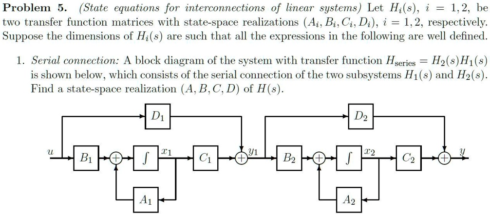 A block diagram of the system with transfer function Hseries = H2(s)H1 ...