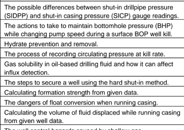 The possible differences between shut-in drillpipe pressure (SIDPP) and shut-in casing pressure ...