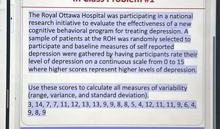 SOLVED: The Royal Ottawa Hospital was participating in a national ...